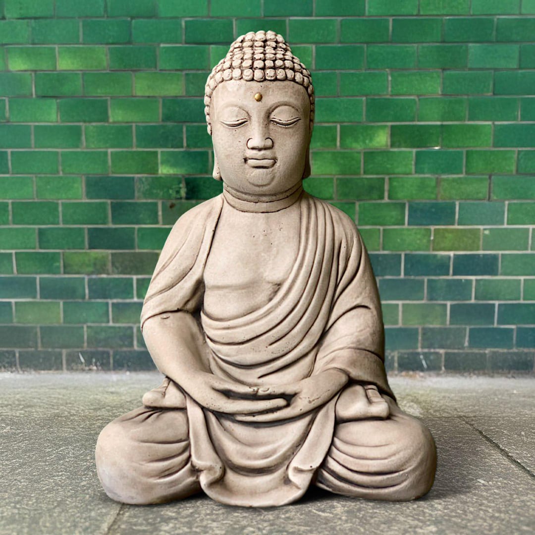 Stone Buddha Sculpture Concrete Guardian Buddha Figure Outdoor Sitting ...