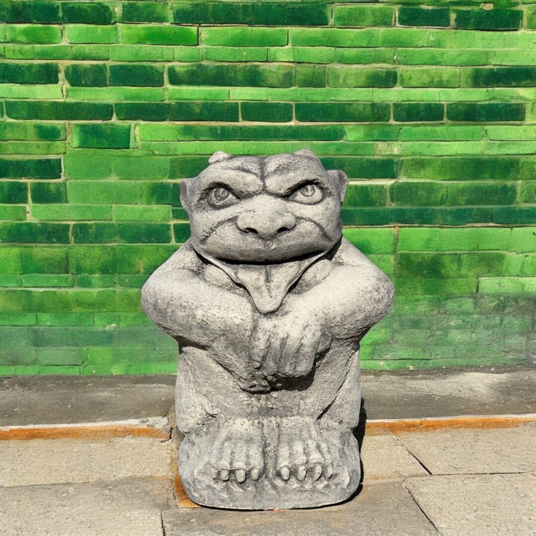 Concrete Gremlin Statue Stone Gothic Guardian Figurine Outdoor Gargoyle ...
