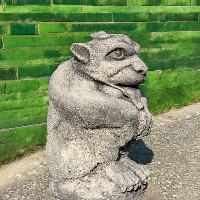 Concrete Gremlin Statue Stone Gothic Guardian Figurine Outdoor Gargoyle ...