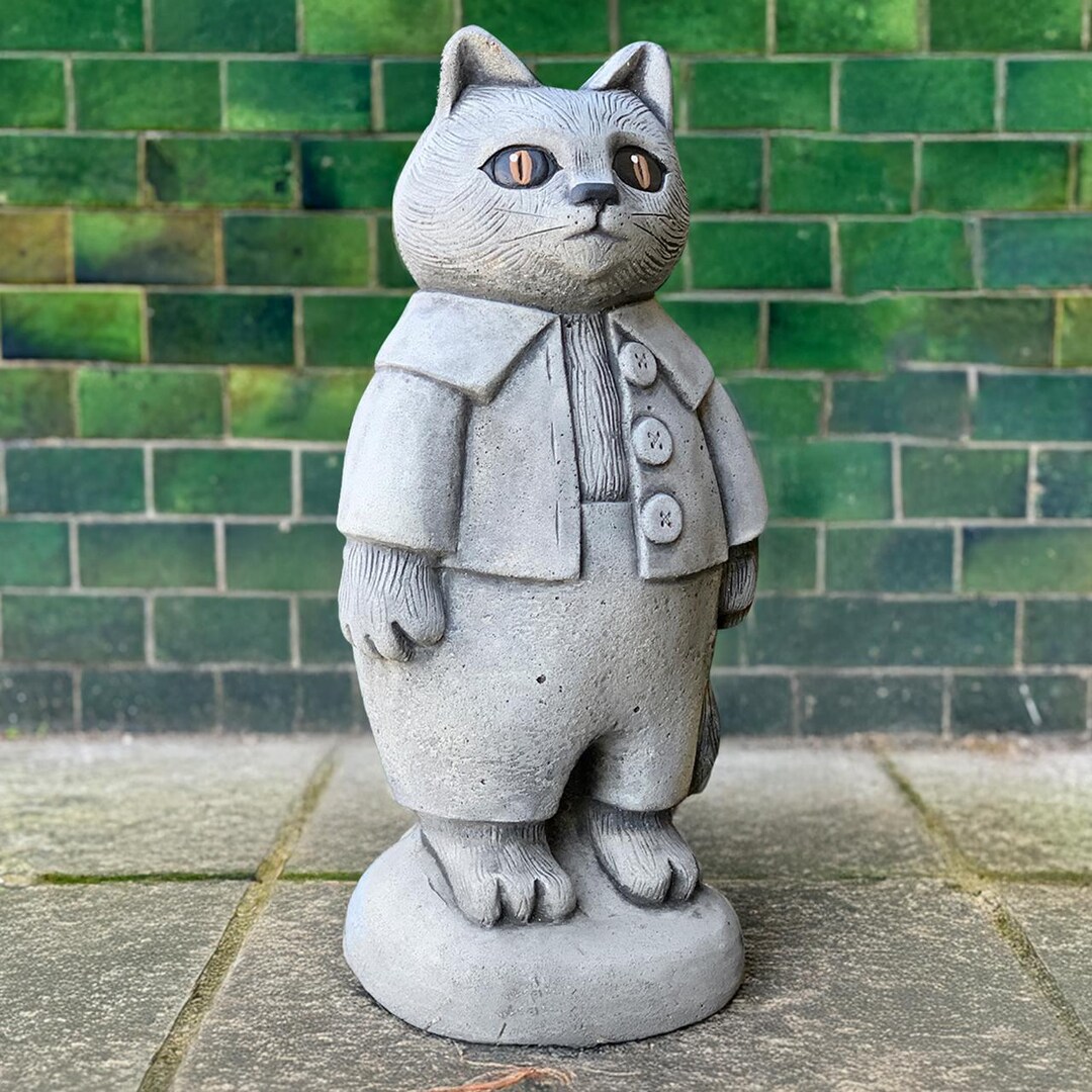 Elegant Kitty Statue Concrete Cat Figurine Outdoor Kitten Sculpture ...