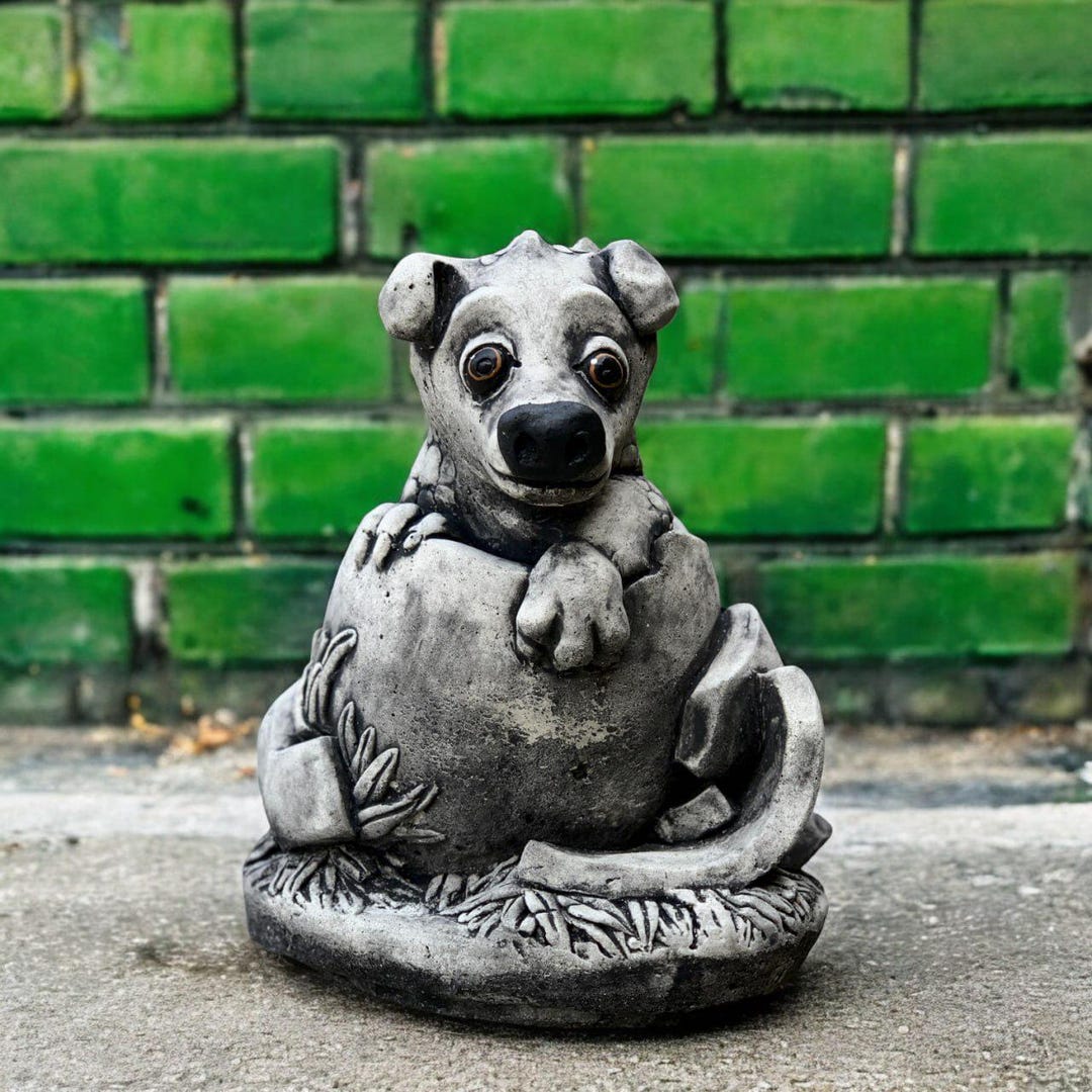 Concrete Baby Dragon in Egg Statue Stone Fantasy Hatchling Figurine ...