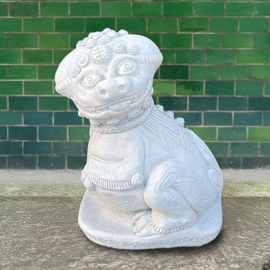 Chinese Guardian Lion Sculpture Concrete Foo Dog Statue Stone Chinese ...