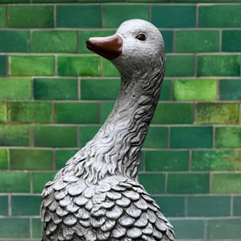 Stone Duck Sculpture Concrete Goose Statue Outdoor Bird Figurine Cement ...