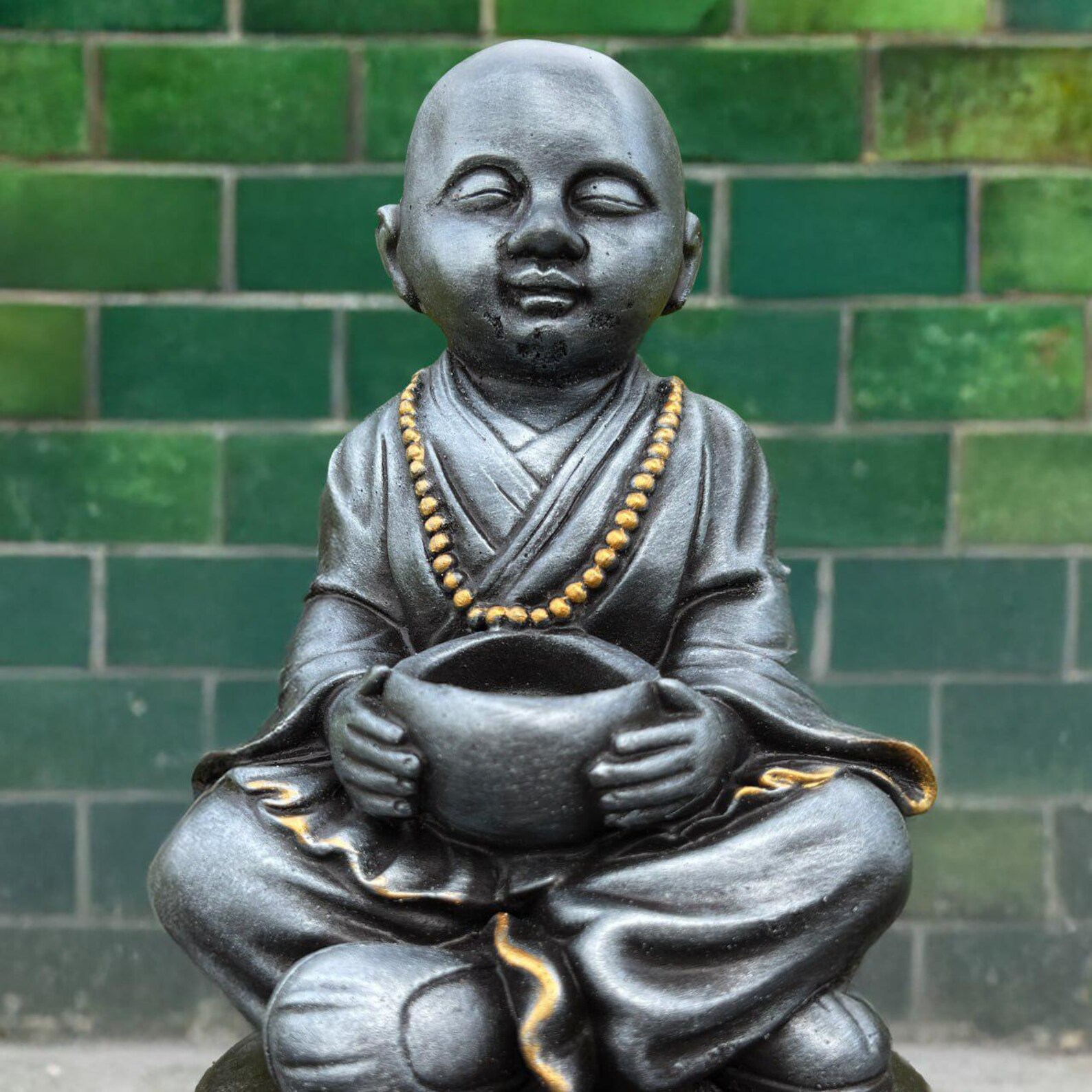 Sitting Buddha With Pot Sculpture Concrete Buddha Figurine Japanese ...