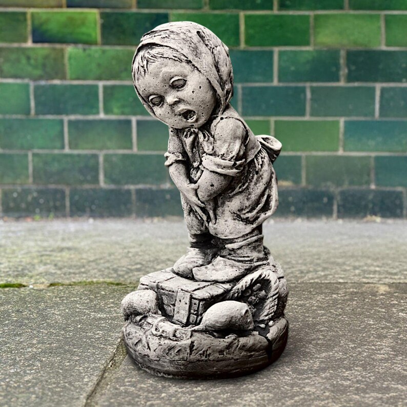 Crying Girl Statue Sad Concrete Girl Sculpture Weeping Child Figurine ...