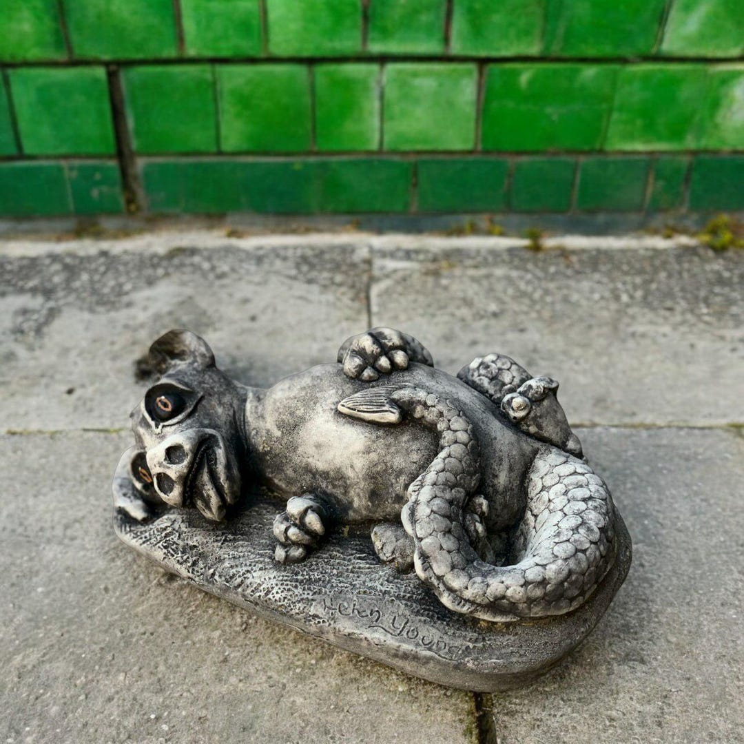 Concrete Baby Dragon Sculpture Stone Dragon Figurine Outdoor Garden ...