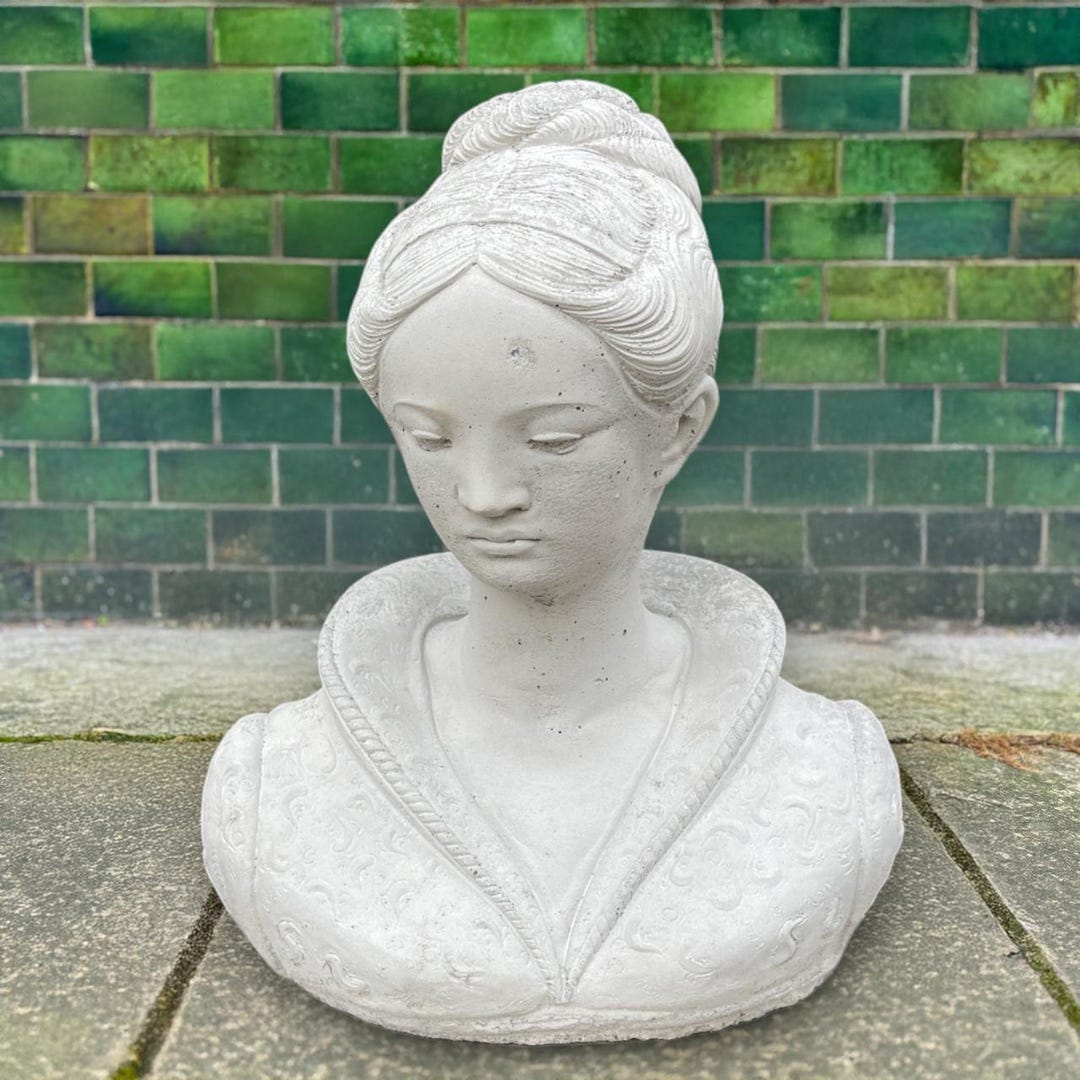 Handcrafted Woman Bust Sculpture Concrete Woman Statue Outdoor Garden ...