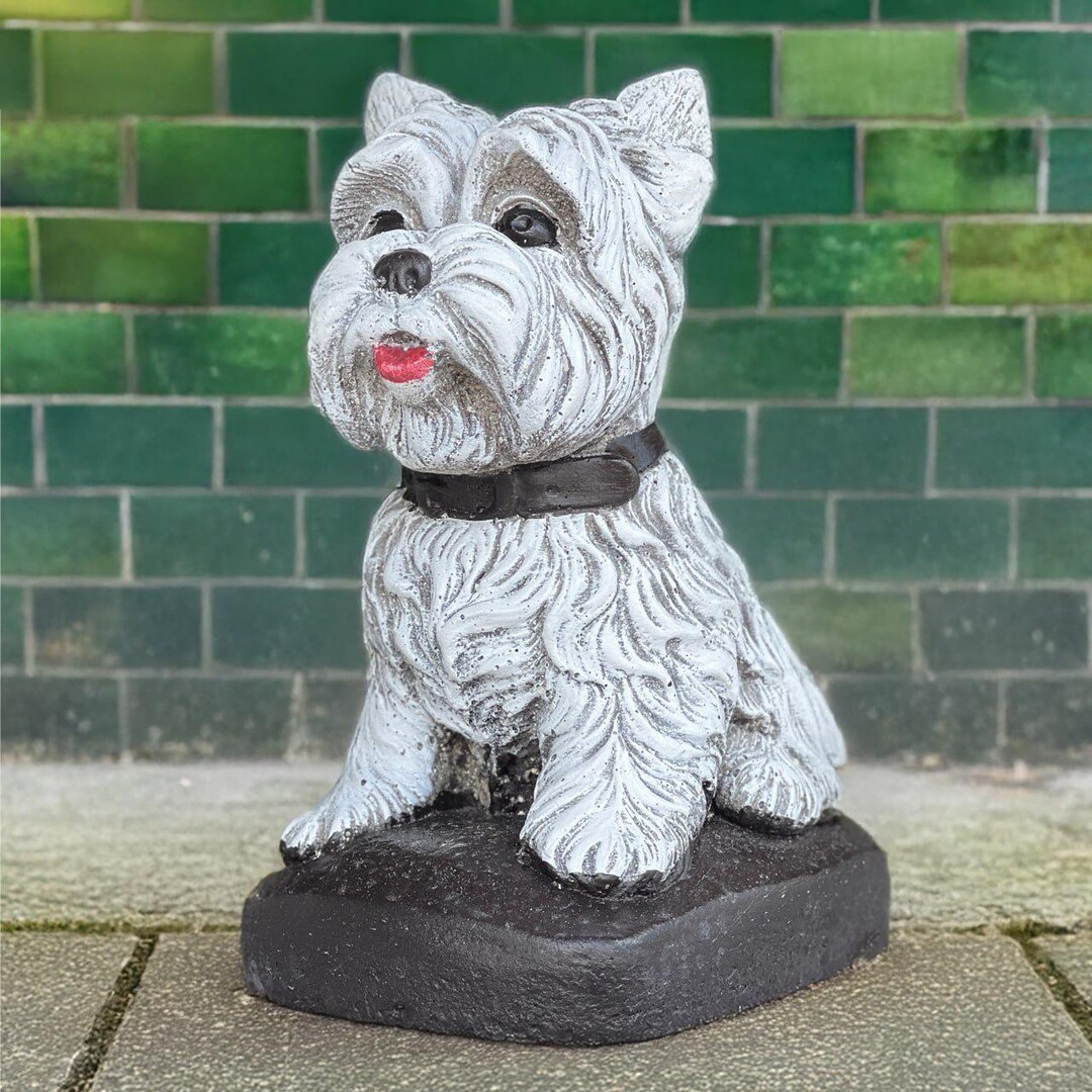 Outdoor Westie Dog Sculpture Stone Terrier Yorkie Figurine Cement Dog ...