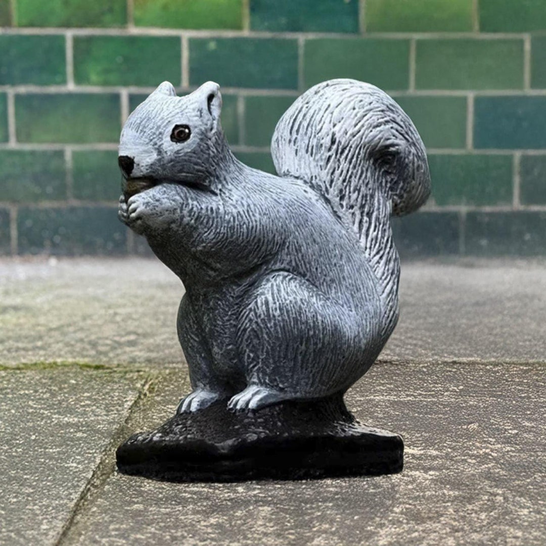 Concrete Squirrel Statue Stone Squirrel With Nut Figurine Outdoor ...