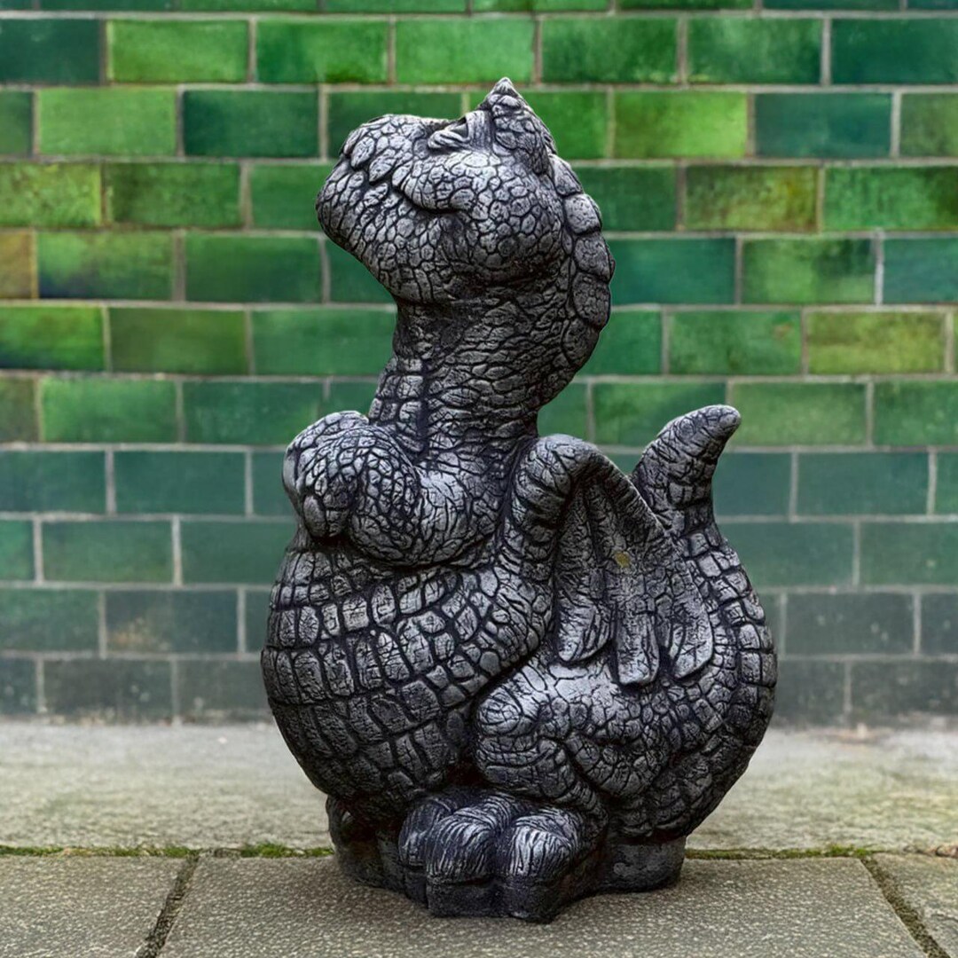Large Dragon Statue Stone Scary Figurine Outdoor Smiling Dragon ...