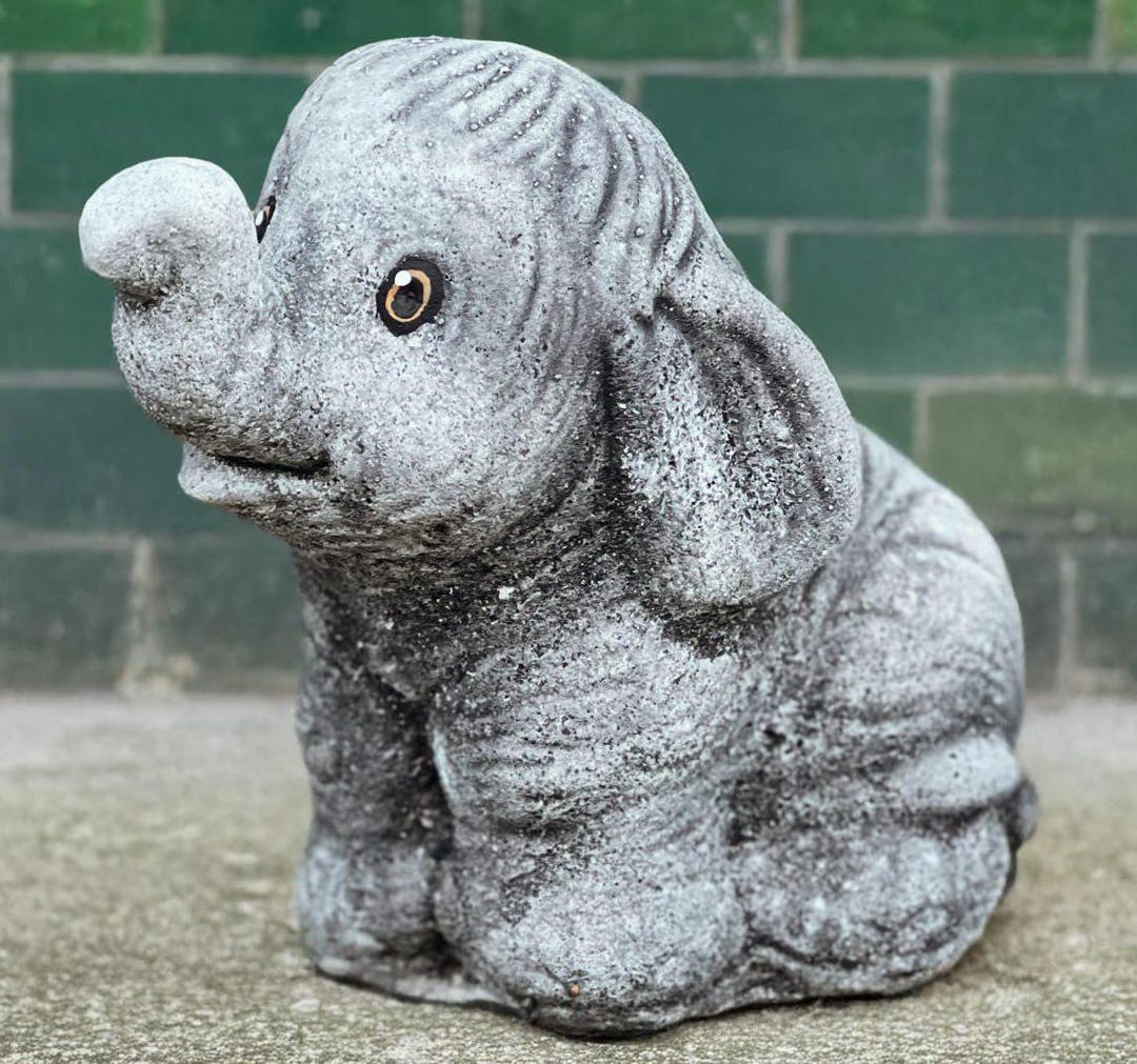 Stone Elephant Statue Concrete Baby Elephant Sculpture Outdoor Animal ...