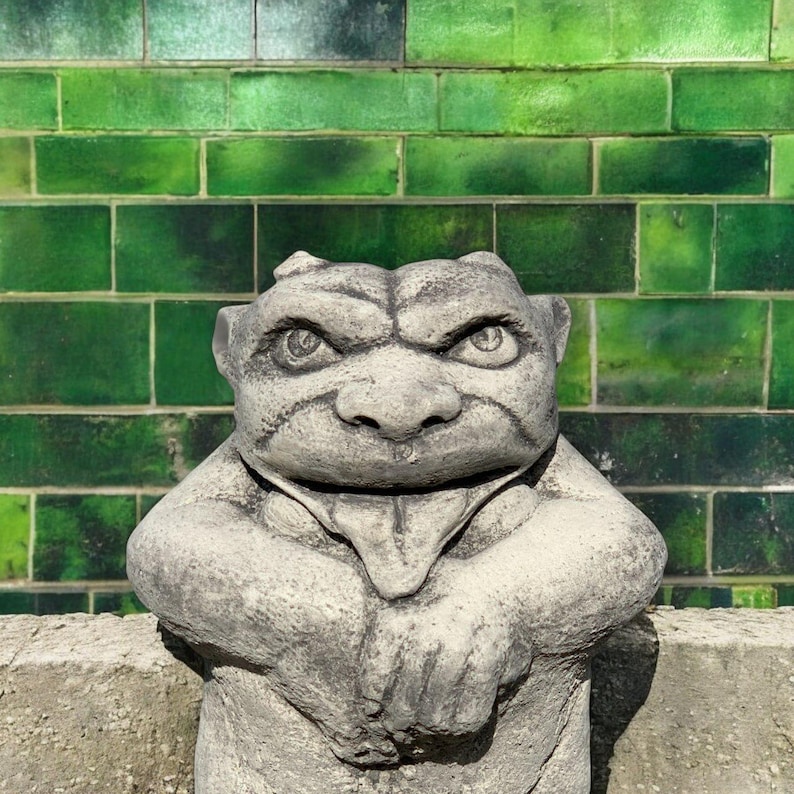 Concrete Gremlin Statue Stone Gothic Guardian Figurine Outdoor Gargoyle ...