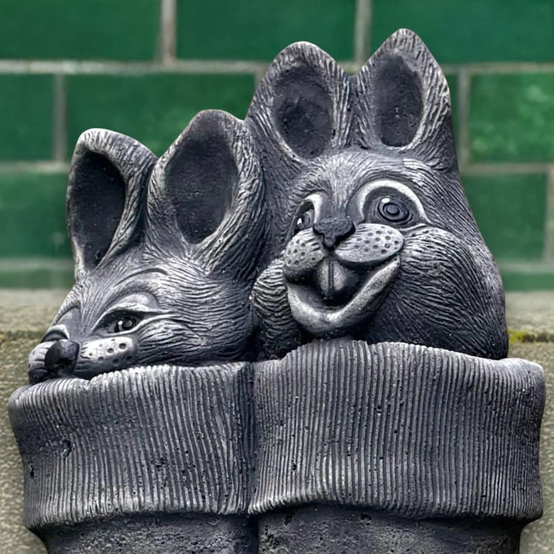 Concrete Bunny Statue Cement Rabbit in Boots Sculpture Outdoor Bunny ...