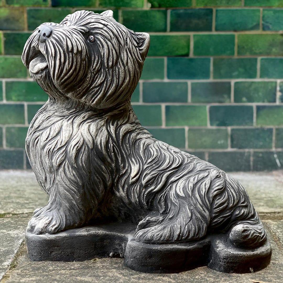 Stone Yorkie Sculpture Concrete Westie Dog Figurine Garden Yorkie ...