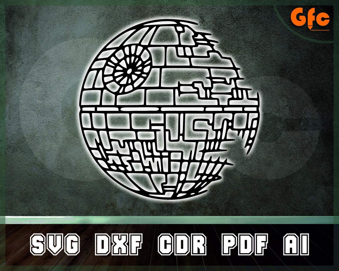 Star Wars Death Star Svg Vinly Cricut Laser, Cnc Cuts Tattoo Sticker ...