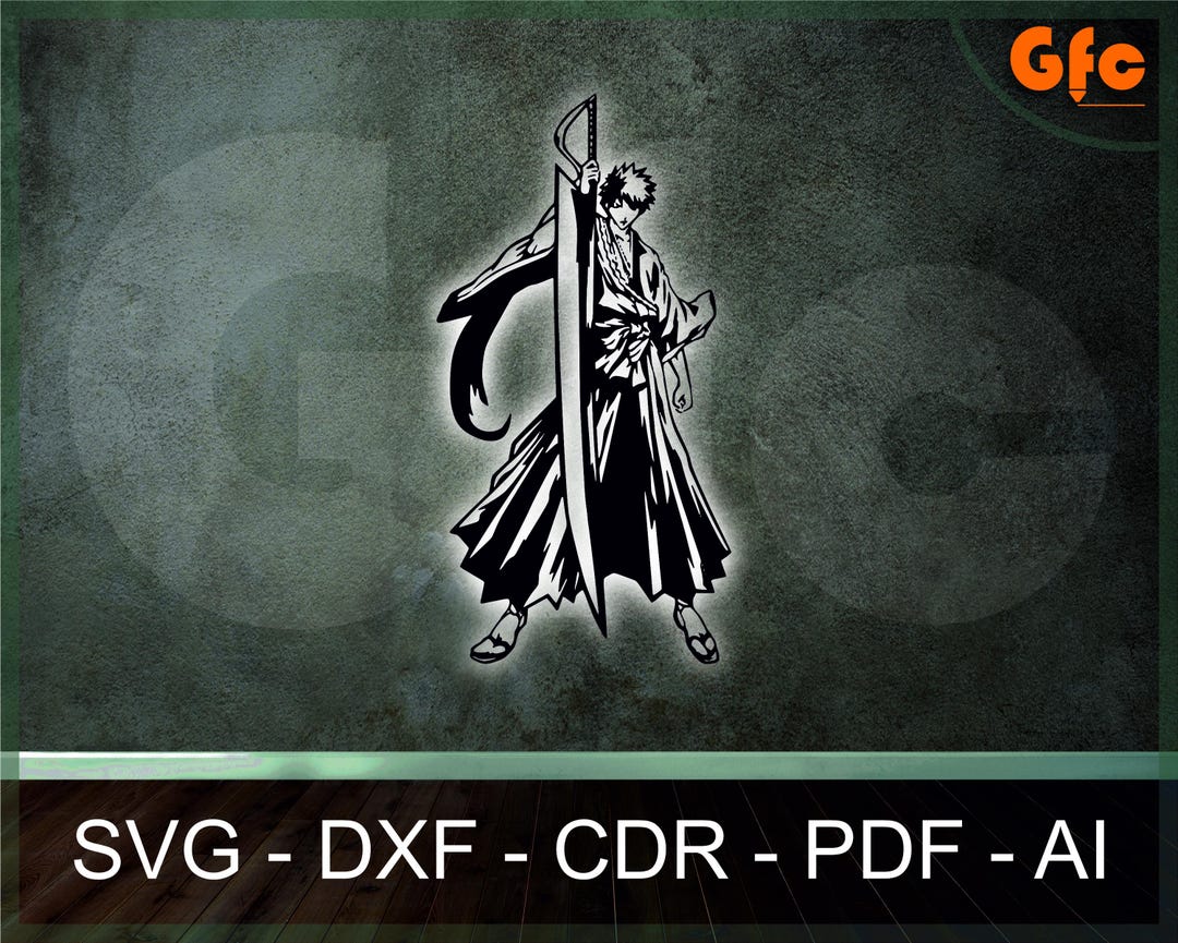 Bleach Ichigo Silhouette Laser,cnc Cuts - Printing - Cricuts - Vinly ...