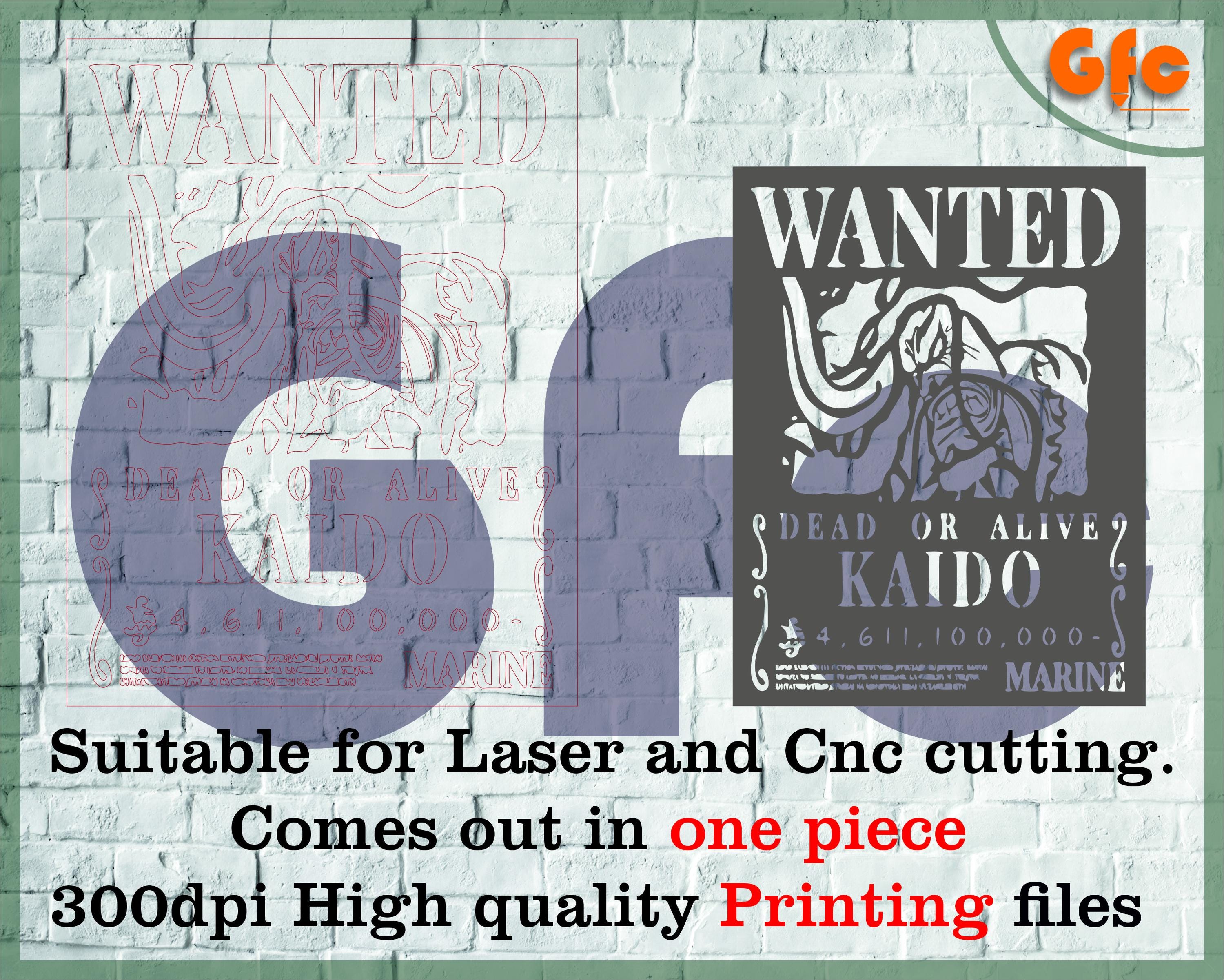 Kaido Wanted Poster Svg - One Piece Characters Wanted Poster Dxf-cdr ...