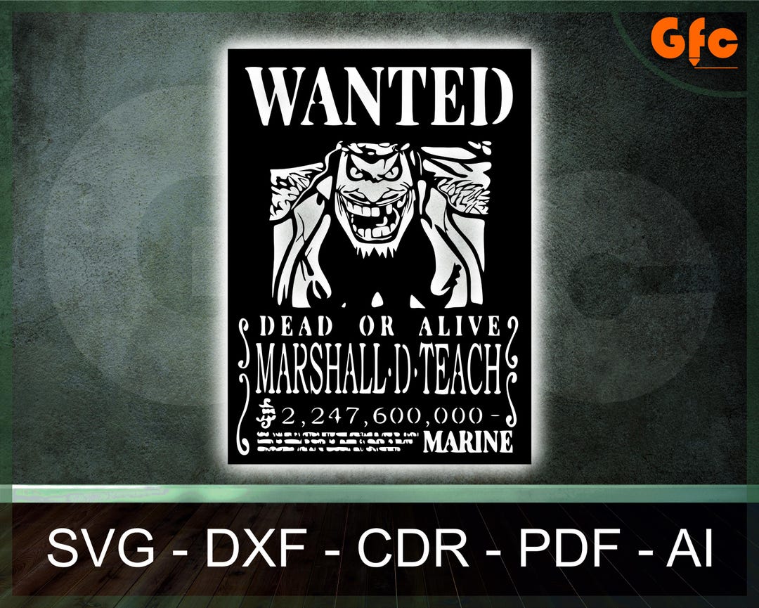 Wanted Poster Svg Anime Wall Art Cut Dxf Anime Manga Wanted Poster Dxf ...