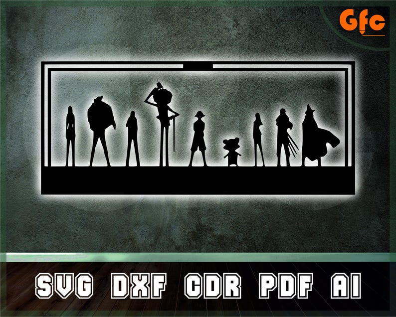 One Piece Characters Svg Luffy Team Silhouette One Piece Cut Files ...