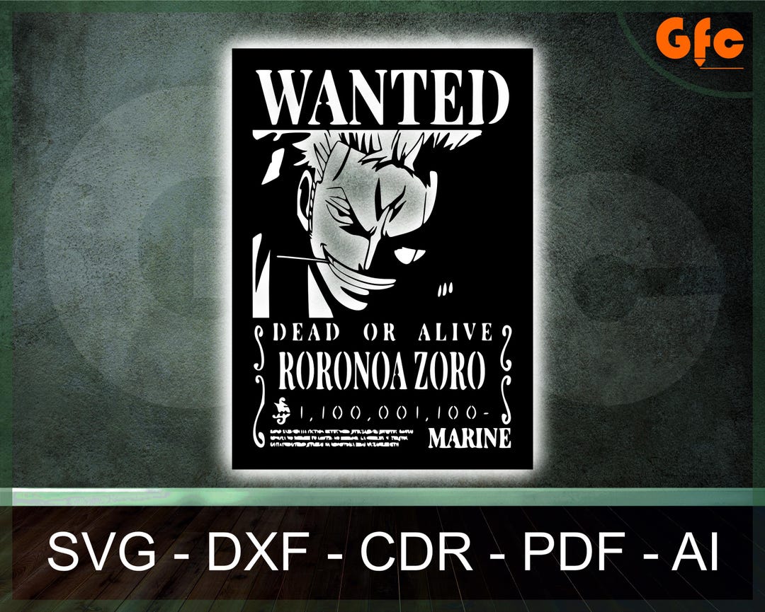 Wanted Poster Svg Anime Wall Art Cut Dxf Anime Manga Wanted Poster Dxf ...