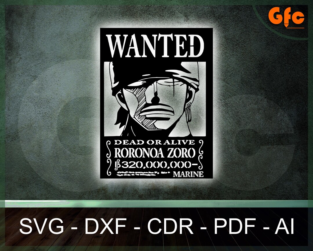 Wanted Poster Svg Anime Wall Art Cut Dxf Anime Manga Wanted Poster Dxf ...