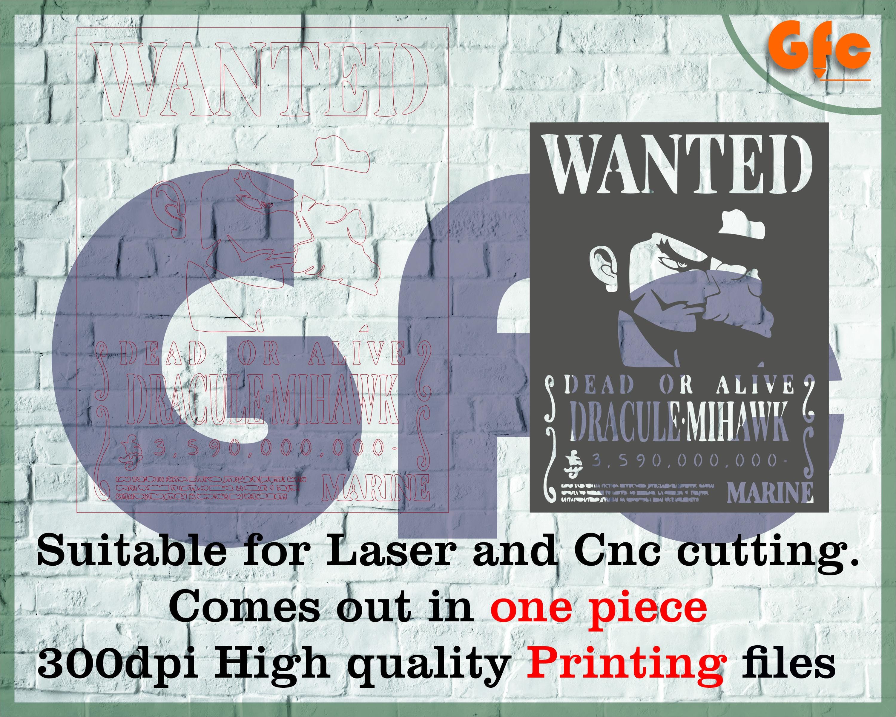 Mihawk Wanted Poster Svg - One Piece Characters Wanted Poster Dxf-cdr ...
