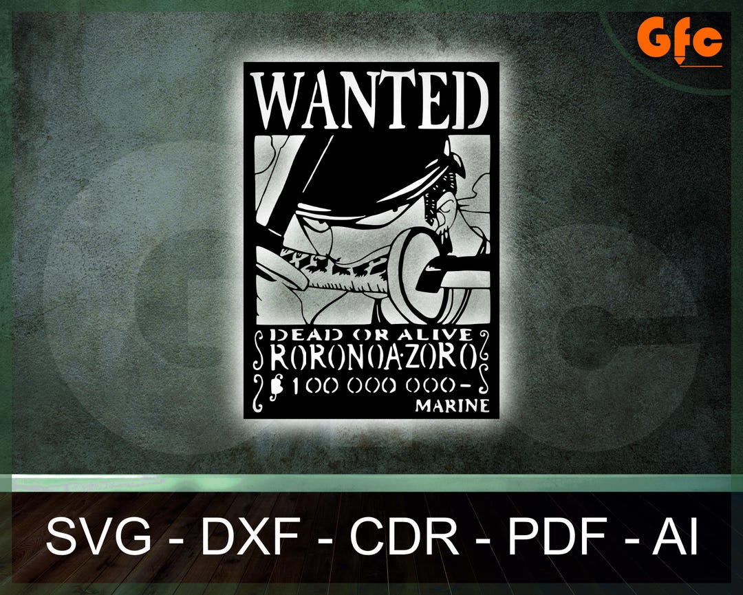 Wanted Poster Svg Anime Wall Art Cut Dxf Anime Manga Wanted Poster Dxf ...