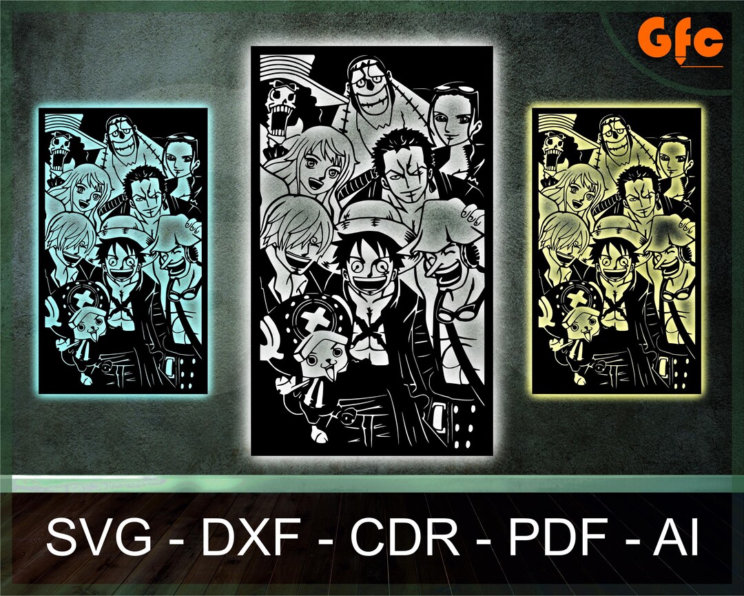 One Piece Luffy Team Wall Art Svg - One Piece Decor Dxf Cut File ...