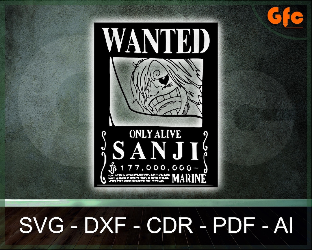 Wanted Poster Svg Anime Wall Art Cut Dxf Anime Manga Wanted Poster Dxf ...