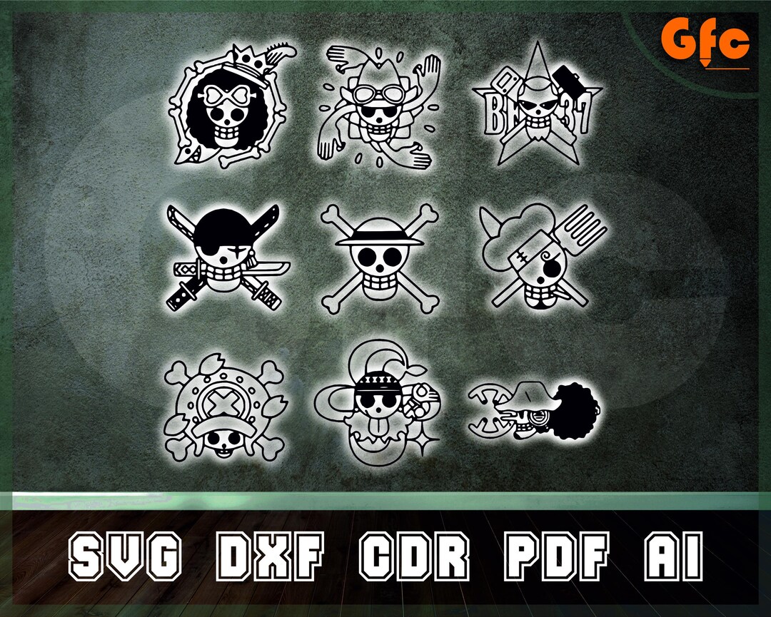 One Piece Characters Svg - Luffy Team Icon Cuts - Printable - One Piece ...