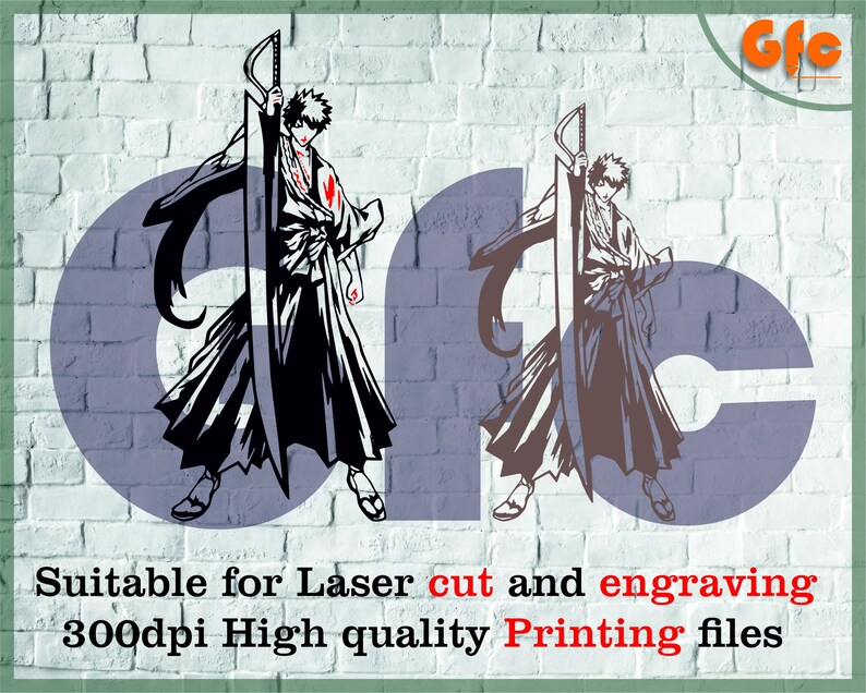 Bleach Ichigo Silhouette Laser,cnc Cuts - Printing - Cricuts - Vinly ...