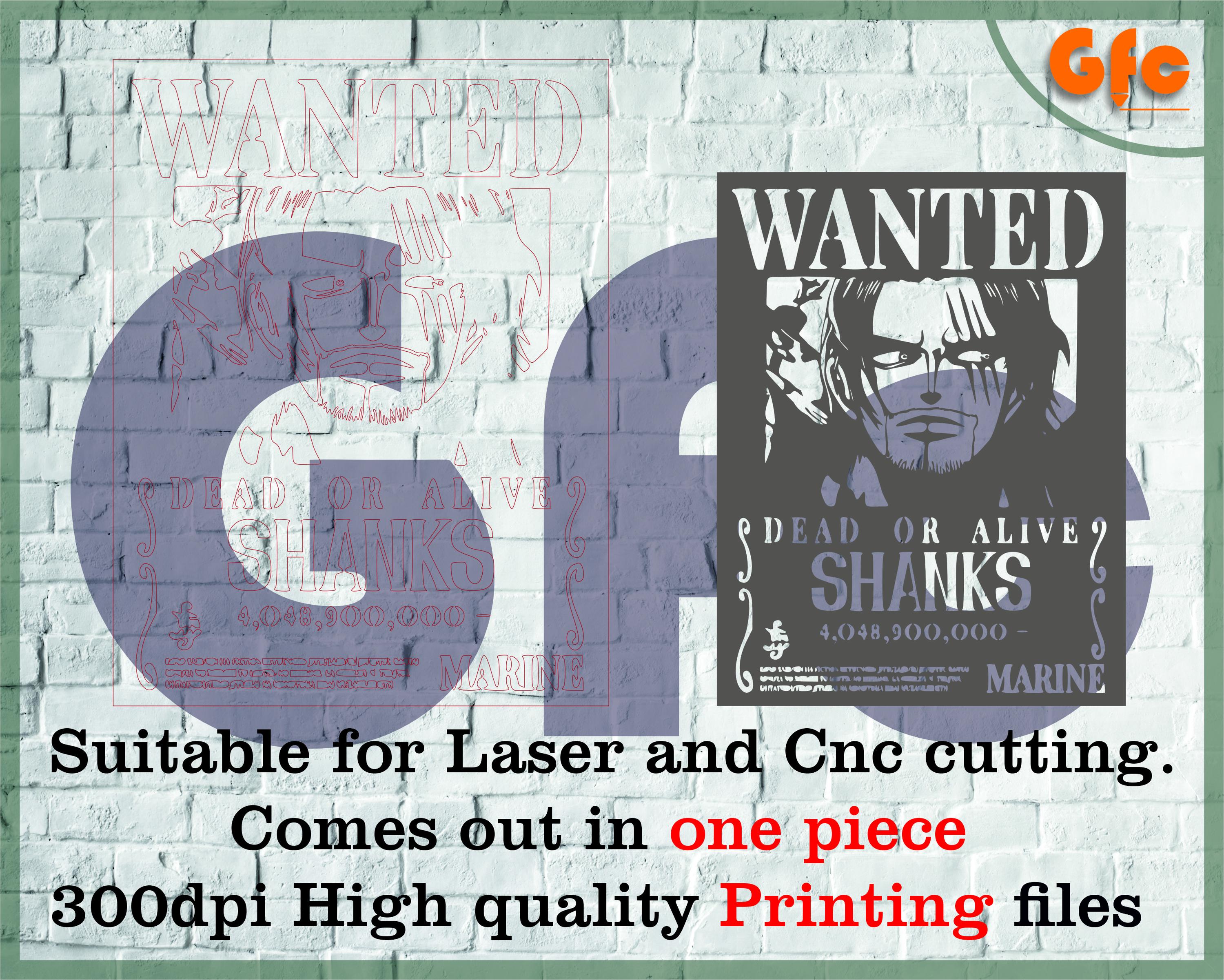 Shanks Wanted Poster Svg - One Piece Characters Wanted Poster Dxf-cdr-svg-pdf-ai Vector 300dpi ...