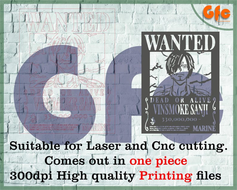 Sanji Wanted Poster Svg One Piece Characters Wanted Poster Dxf-cdr-svg ...