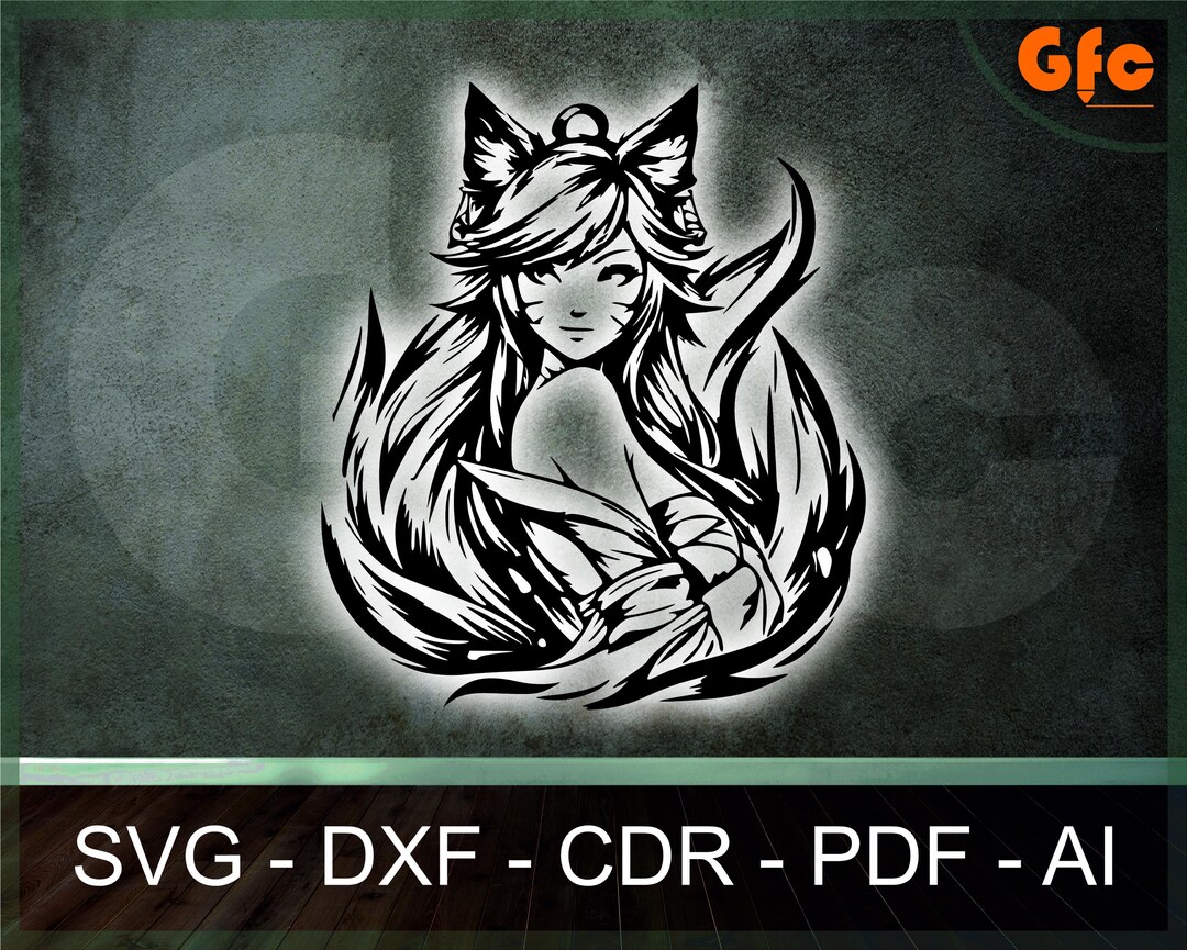Cute Ahri Svg - Foxfire Ahri Svg - Cute Ahri Art - Ahri Cricut - Vinly ...