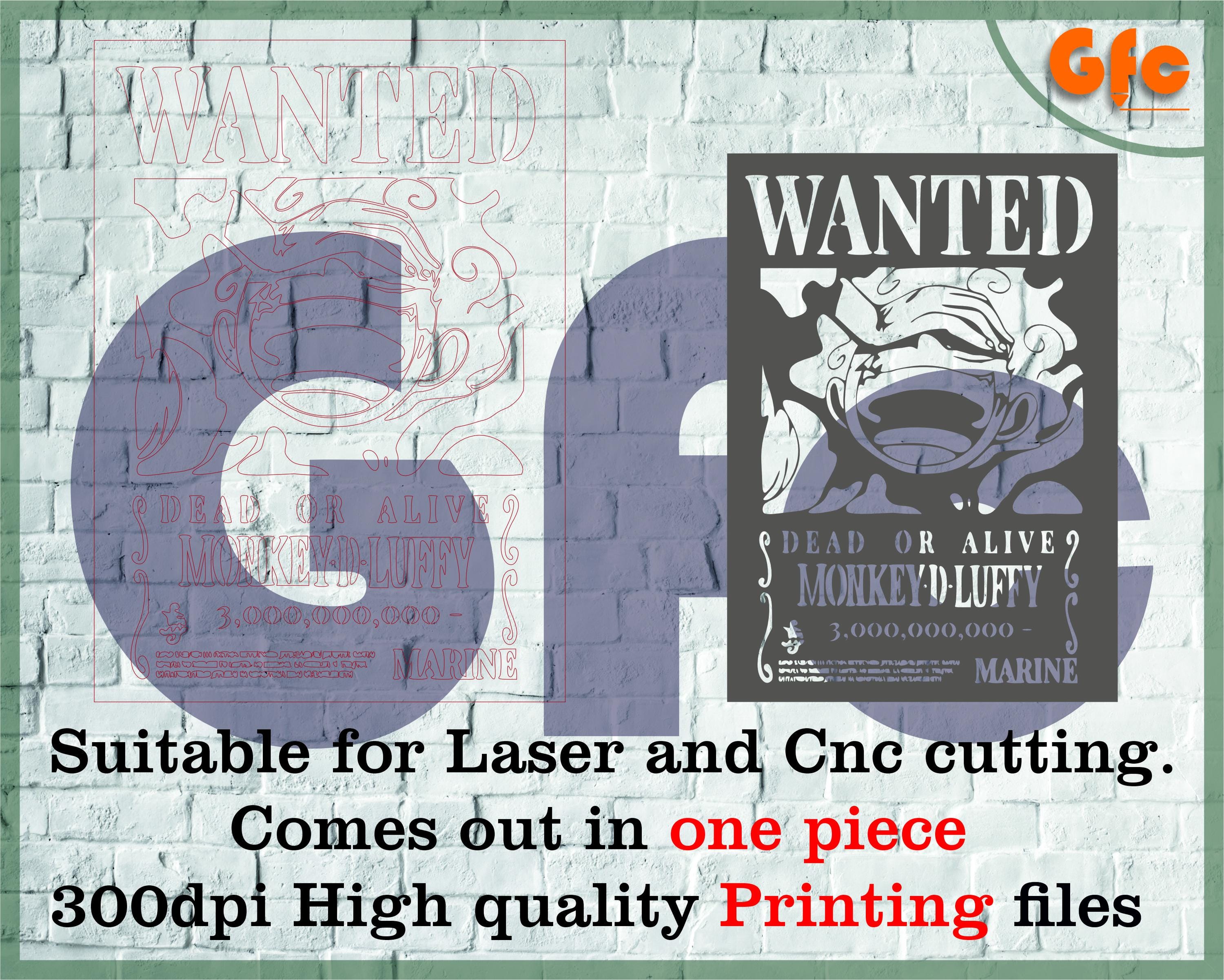 Luffy Wanted Poster Svg - One Piece Characters Wanted Poster Dxf-cdr ...
