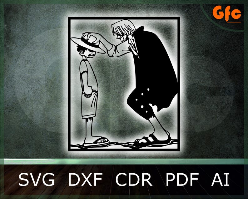 One Piece Luffy and Shanks Anime Svg Dxf Cdr Pdf Ai Digital Cut File ...