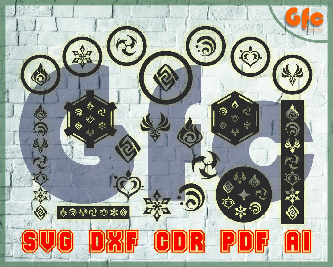 Genshin Impact 7 Elements Svg Pyro,hydro,anemo,electro,dendro,cryo,geo ...