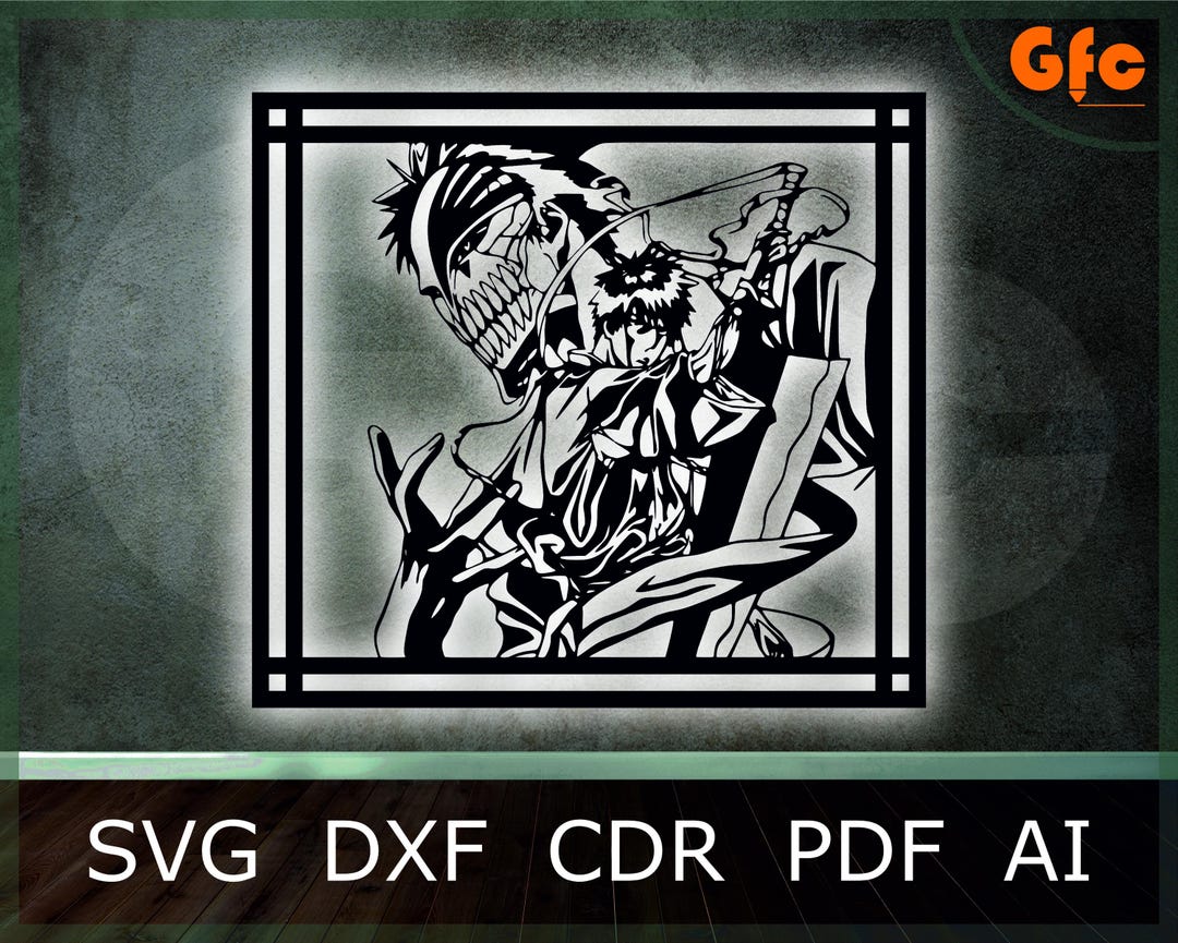 Ichigo Hollow Bleach Anime Svg Dxf Cdr Pdf Ai Digital Cut File for ...
