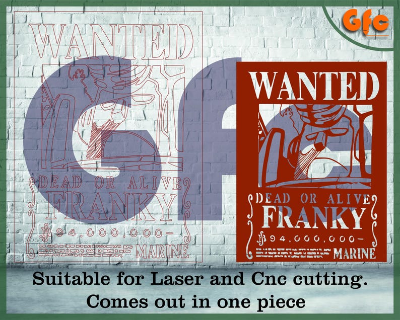 Franky Wanted Poster Svg - One Piece Characters Wanted Poster Dxf-cdr ...