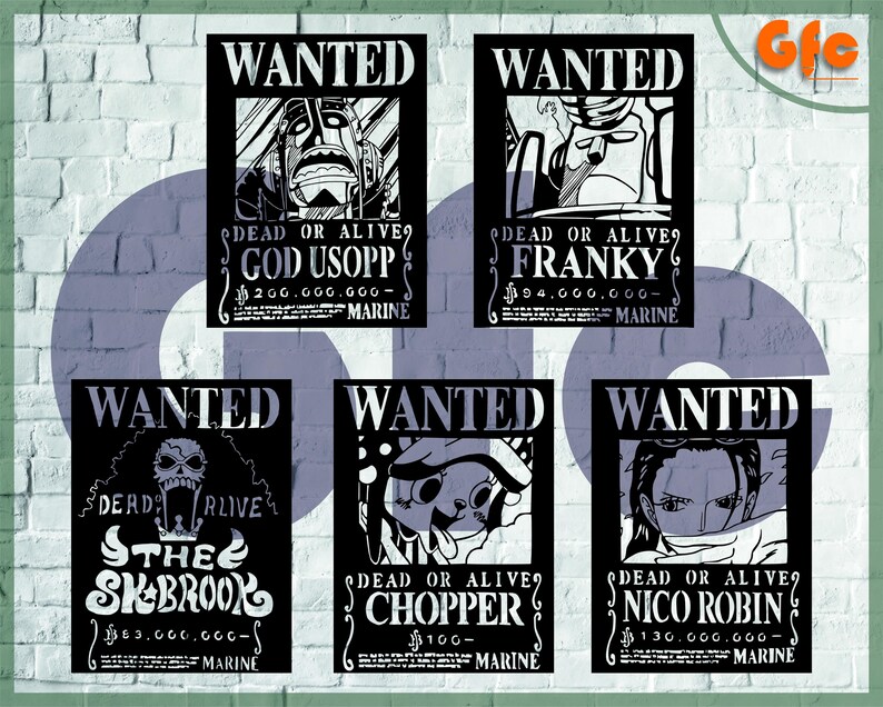 5 One Piece Wanted Poster Bundle Svg -one Piece Characters Wanted ...