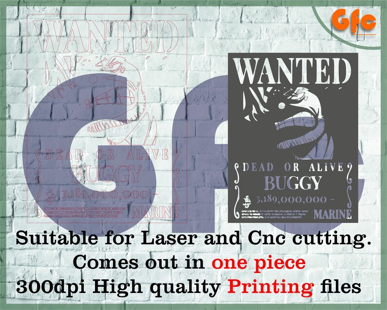 Buggy Wanted Poster Svg One Piece Characters Wanted Poster Dxf-cdr-svg ...