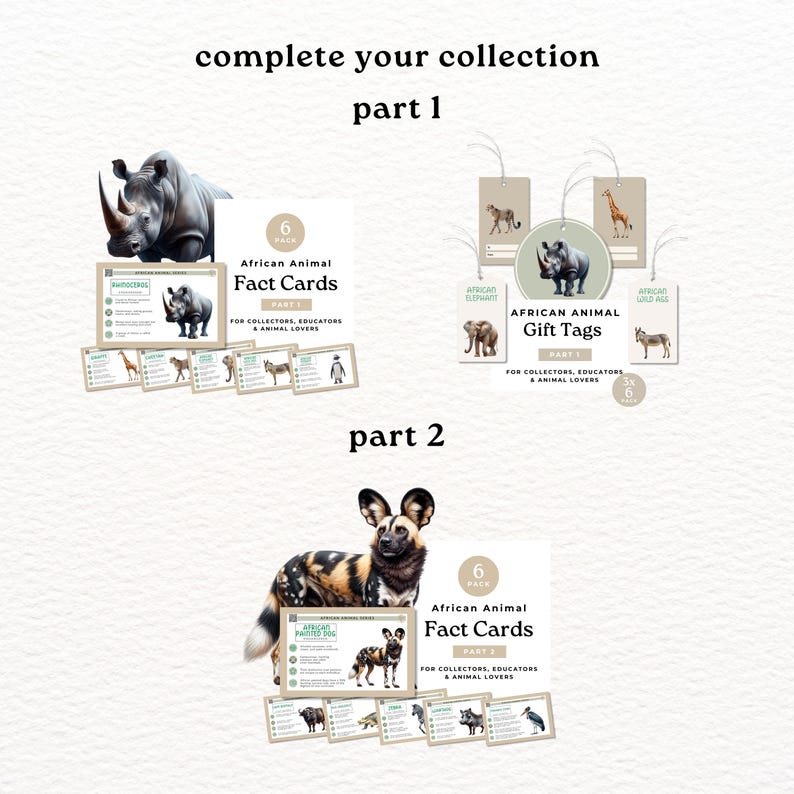 Printable Tags, African Animals Part 2, Rectangular, Gift & Round Tags ...