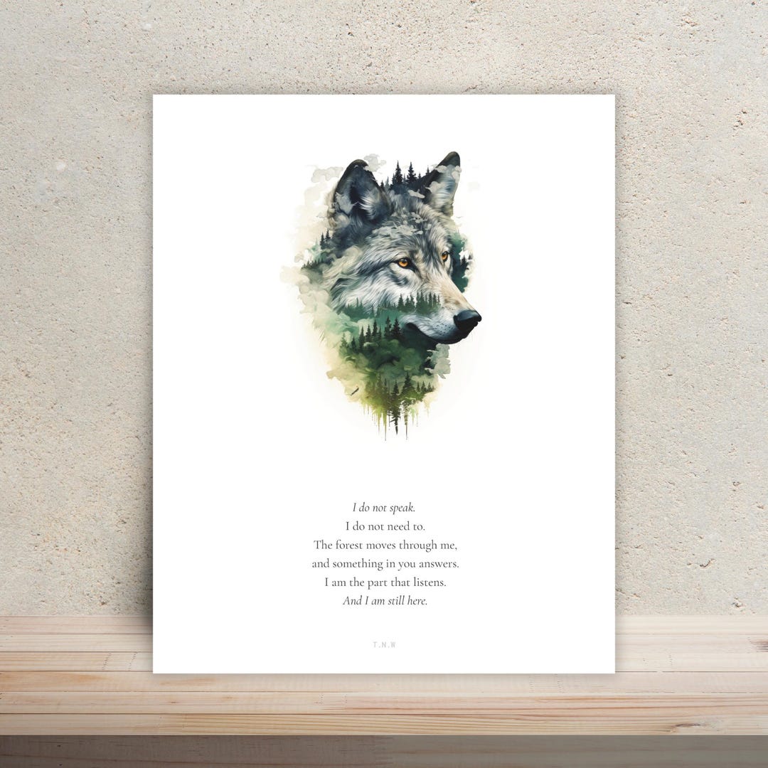 Animal Wall Art, Watercolour Wolf Poetry Print, Wolf Wall Art, 8x10 ...