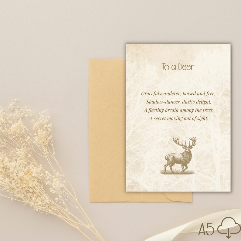 Printable Wildlife Poem, Woodland Poetry Art Print, Deer, Printable A4 ...