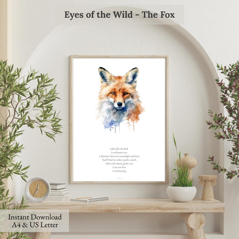 Animal Wall Art, Fox, Printable Poem Wall Art, Poetry Print ...