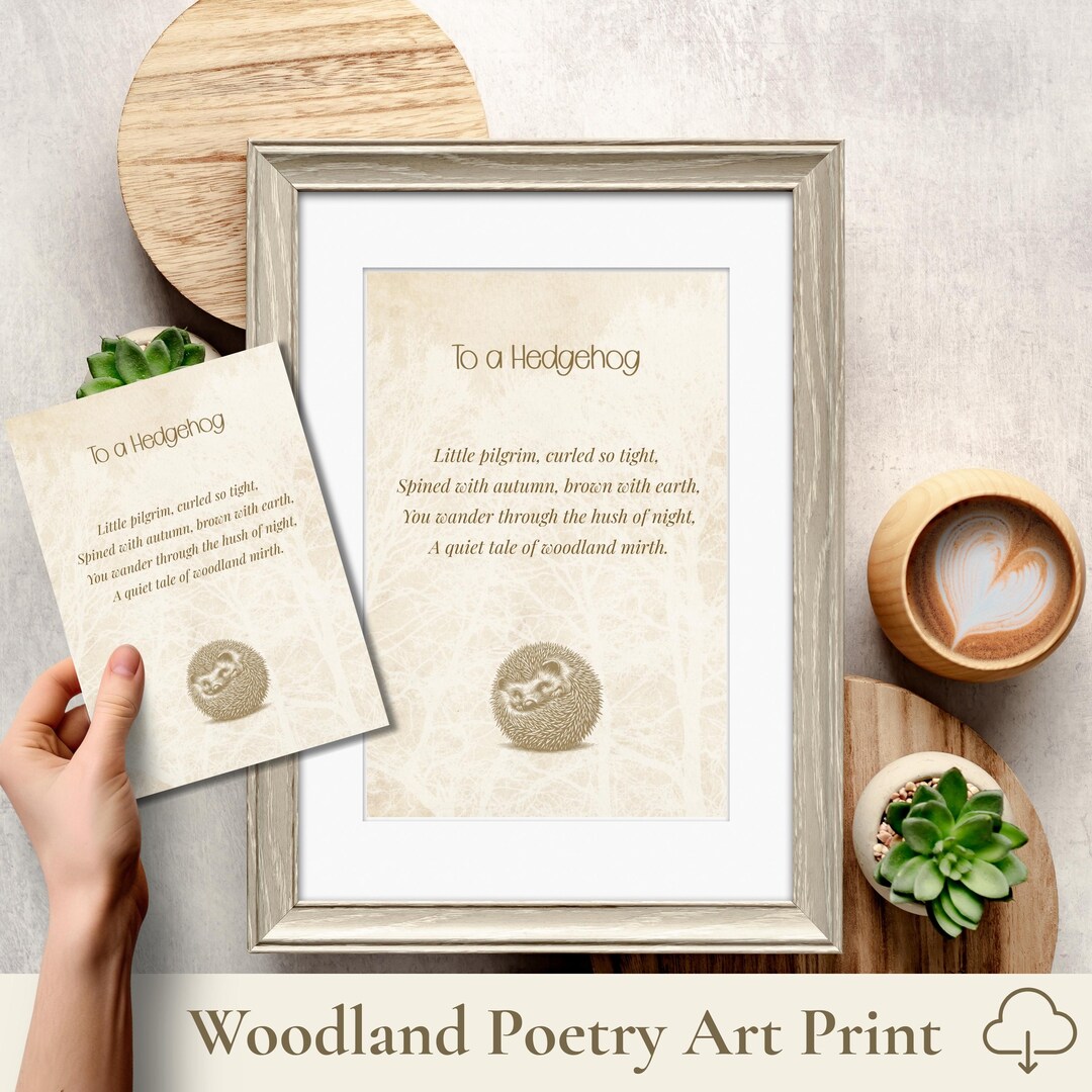 Printable Wildlife Poem, Woodland Poetry Art Print, Hedgehog, Printable ...