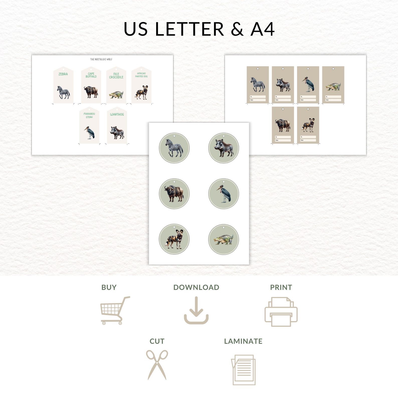 Printable Tags, African Animals Part 2, Rectangular, Gift & Round Tags ...
