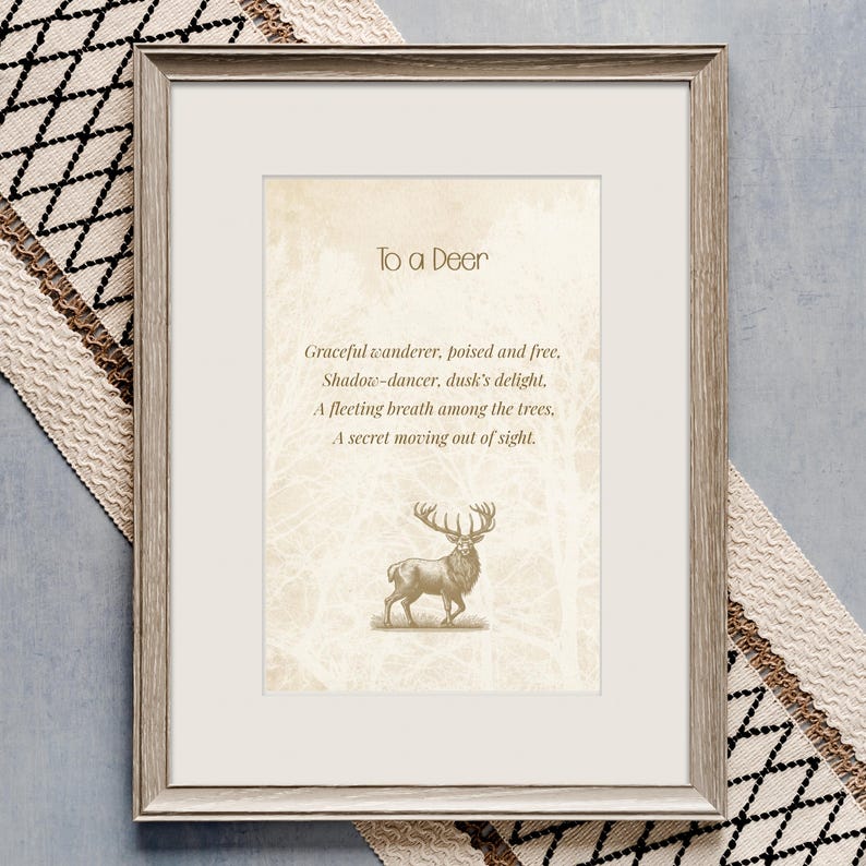 Printable Wildlife Poem, Woodland Poetry Art Print, Deer, Printable A4 ...