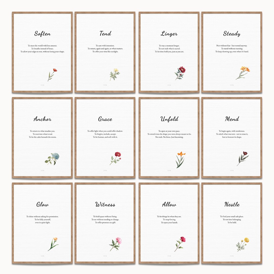 12 Gentle Reflection Prints, Word Wall Art, Nature-inspired Décor, 8x10 ...