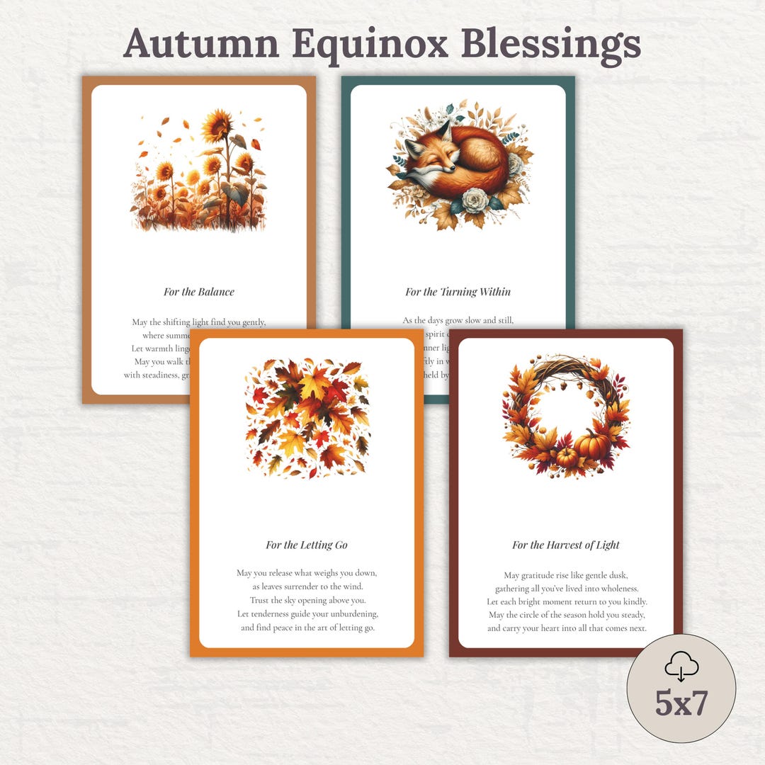 Autumn Equinox Blessings, Printable Seasonal Blessing Cards, Autumn ...